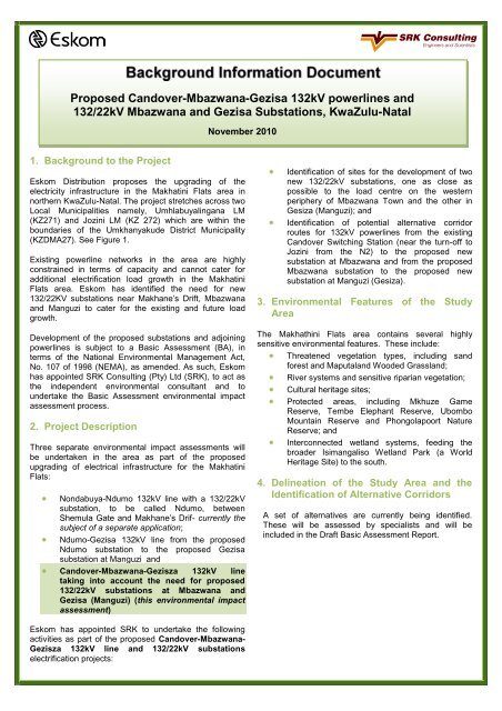 BACKGROUND INFORMATION DOCUMENT - SRK Consulting