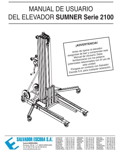 MANUAL DE USUARIO DEL ELEVADOR SUMNER Serie 2100