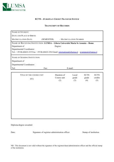 Transcript of Records - Lumsa