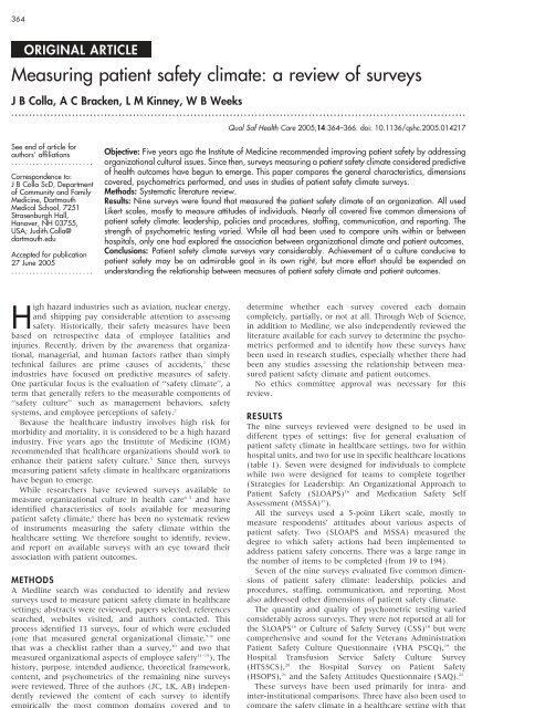 Measuring patient safety climate: a review of surveys