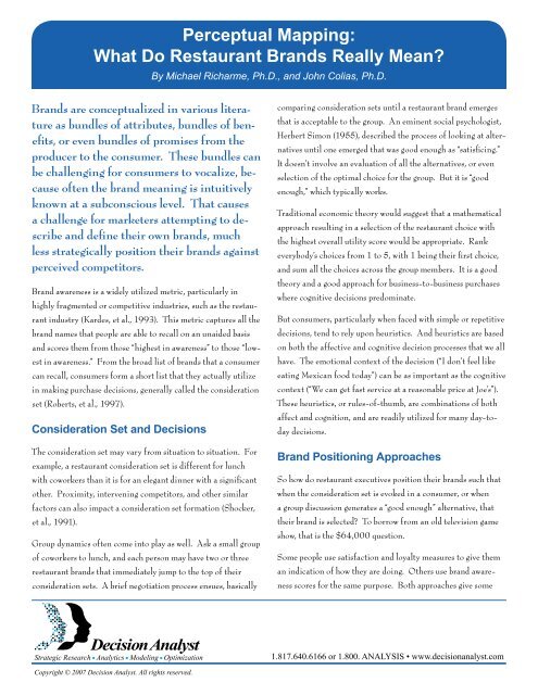 Perceptual Mapping: What Do Restaurant Brands Really Mean?