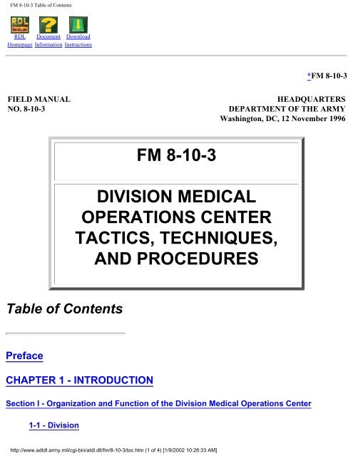 Division Medical Operations Center Tactics, Techniques - Brookside ...