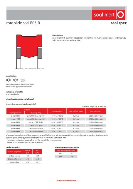 seal spec roto slide seal R03-R - seal-mart
