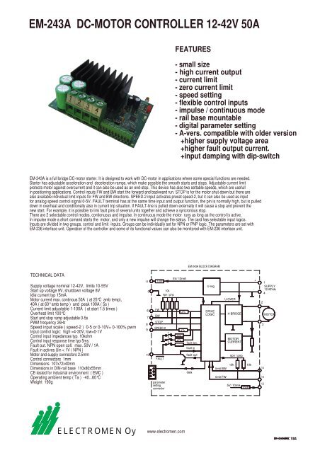 EM-243A DC-MOTOR CONTROLLER 12-42V 50A - Electromen