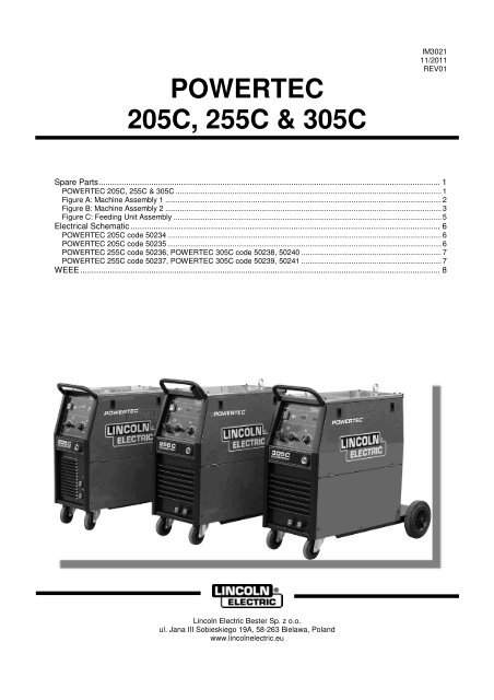 POWERTEC 205C, 255C & 305C - Lincoln Electric - documentations