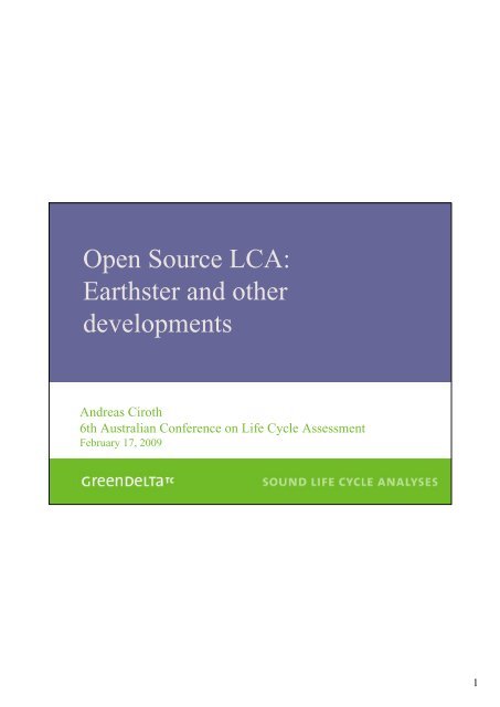 Open Source LCA - ALCAS Conference