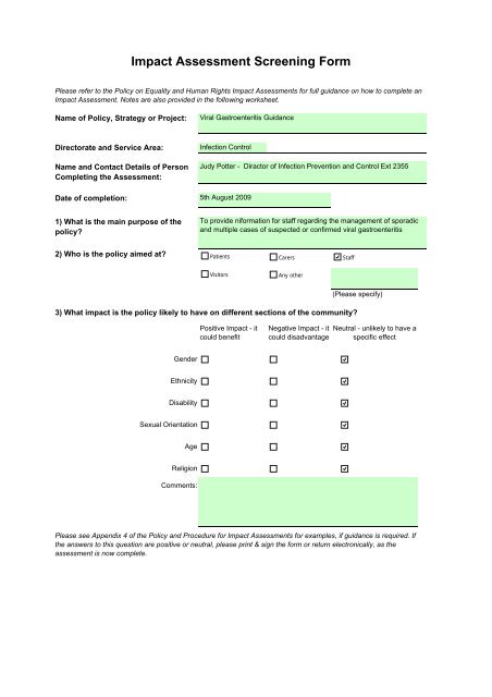Impact Assessment Screening Form