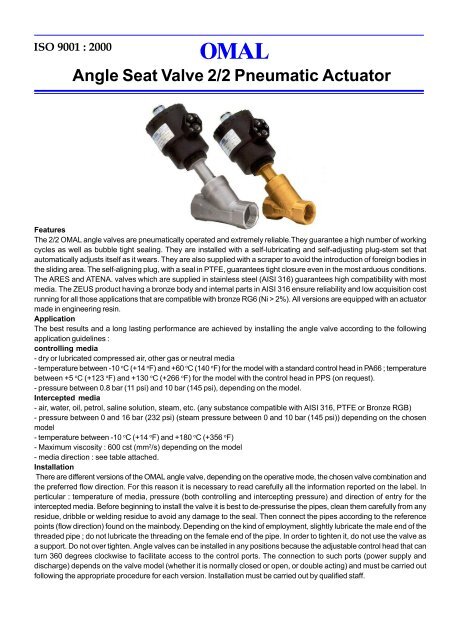 OMAL- Angle seat valve
