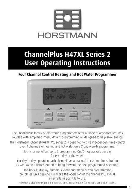 ChannelPlus H47XL Series 2 User Operating Instructions - Horstmann