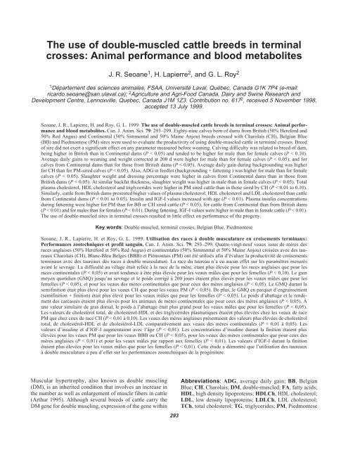 The use of double-muscled cattle breeds in ... - Blanc Bleu Belge