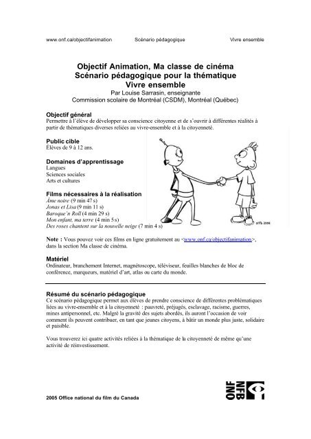 Objectif Animation, Ma classe de cinéma Scénario pédagogique ...