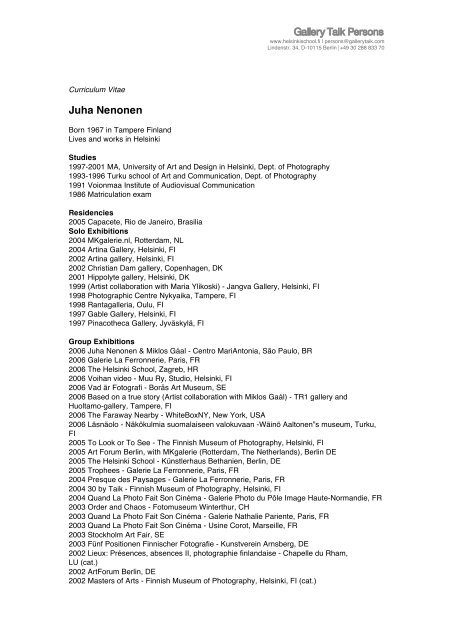 CV in printable format - Helsinki School