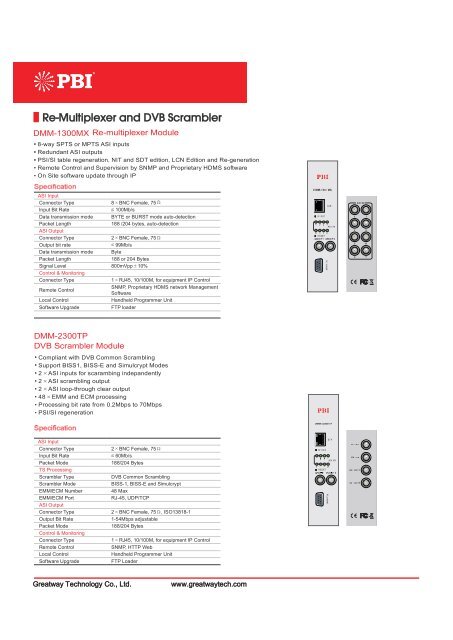 DMM-1400MX Re-Multiplexer and DVB Scrambler Module