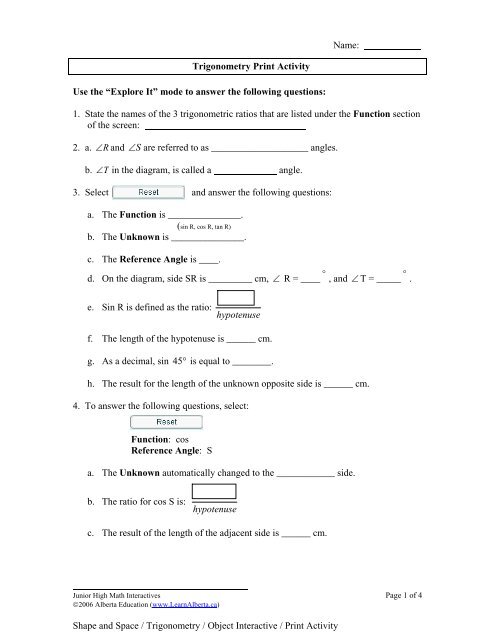 Trigonometry Print Activity - LearnAlberta.ca