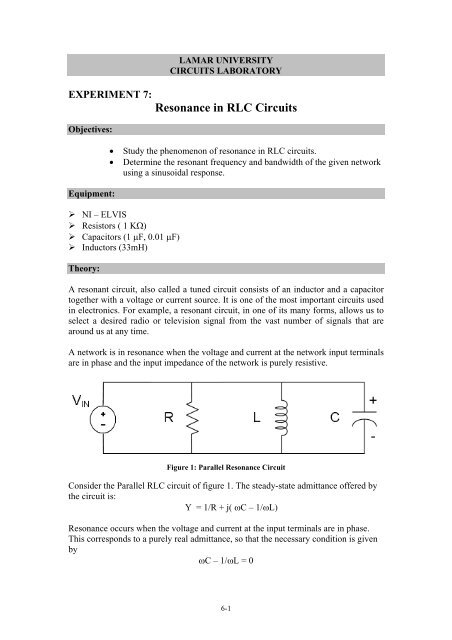 Resonance in RLC Circuits