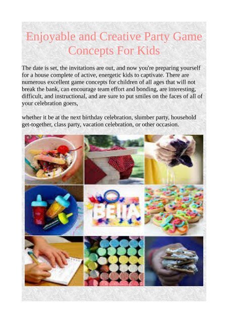 Enjoyable and Creative Party Game Concepts For Kids