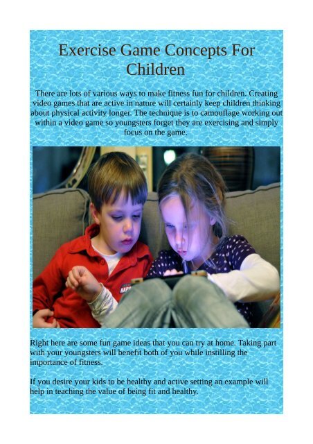 Exercise Game Concepts For Children
