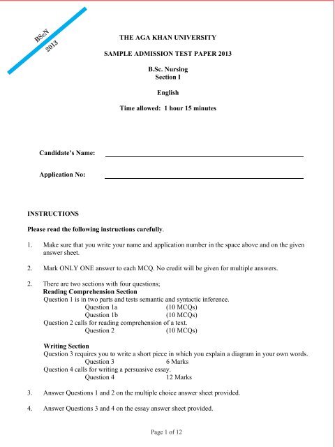 Sample Test Paper Sample Test Paper