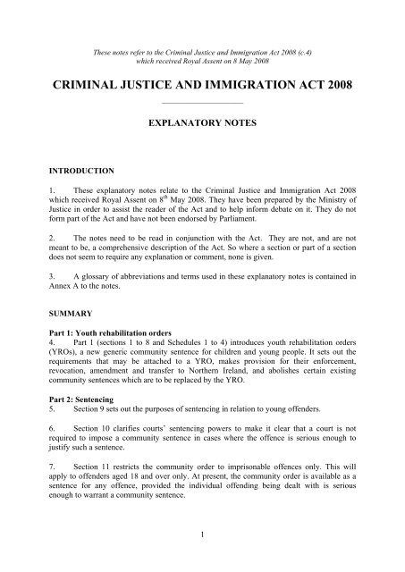 criminal justice and immigration act 2008 - Banks on Sentence