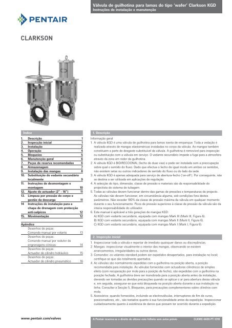 VÃ¡lvula de guilhotina para lamas do tipo 'wafer' Clarkson KGD