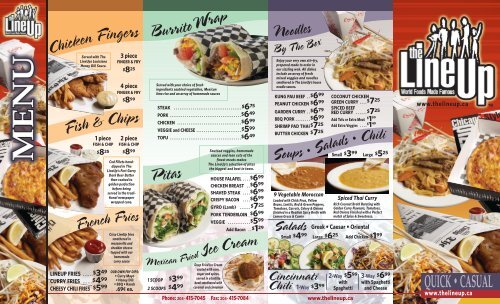 The Line Up Cityplace Menu