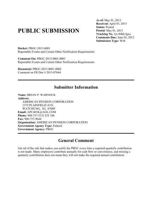 Reportable Events and Certain Other Notification Requirements