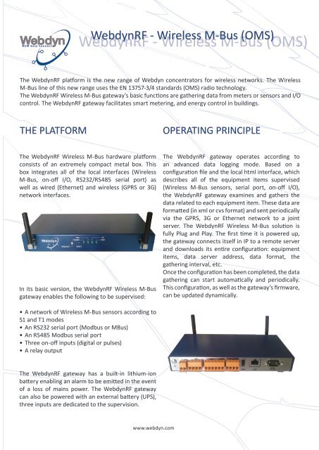 WebdynRF - Wireless M-Bus (OMS)
