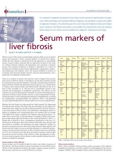 Serum markers of liver fibrosis