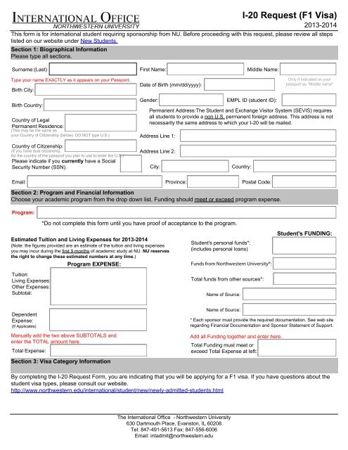 I-20 Request form for CTD Students