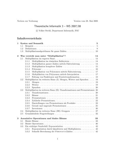 Notizen (pdf) - Lehrstuhl für Informatik 8 (Theoretische Informatik) Notizen (pdf) - Lehrstuhl für Informatik 8 (Theoretische Informatik)