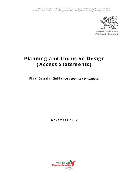 Planning and Inclusive Design (Access Statements)