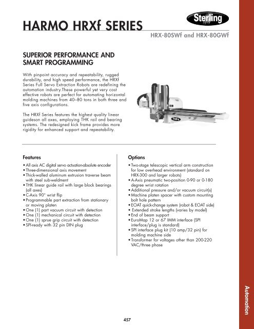 HRXf-80 Series Technical Specifications - Automation