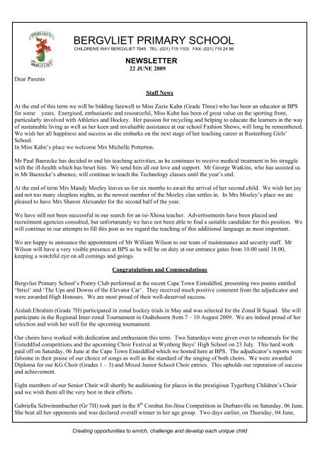 BERGVLIET PRIMARY SCHOOL