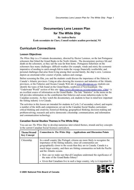 Documentary Lens Lesson Plan for The White Ship Curriculum ...