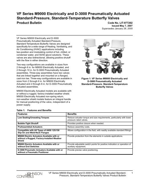 VF Series M9000 Electrically and D-3000 ... - Johnson Controls