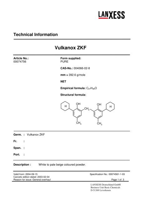 Vulkanox ZKF - Rhein Chemie WebShop