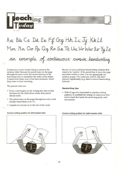 Continuous Cursive Handwriting Is Useful To The Dyslexic Child Continuous Cursive Handwriting Is Useful To The Dyslexic Child