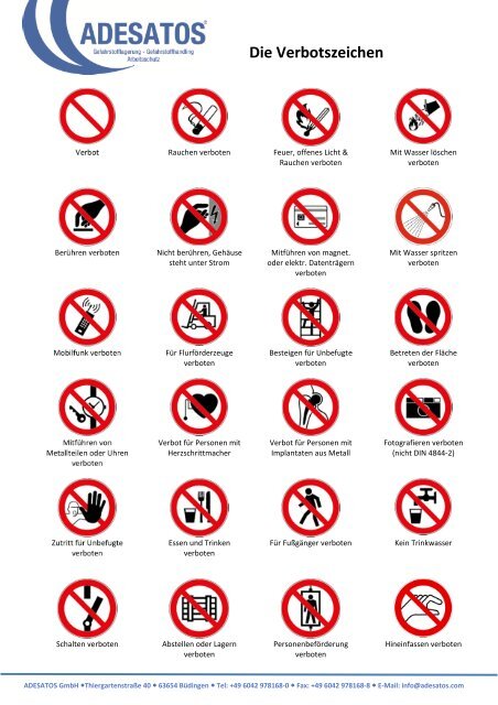 Die Verbotszeichen - ADESATOS.com