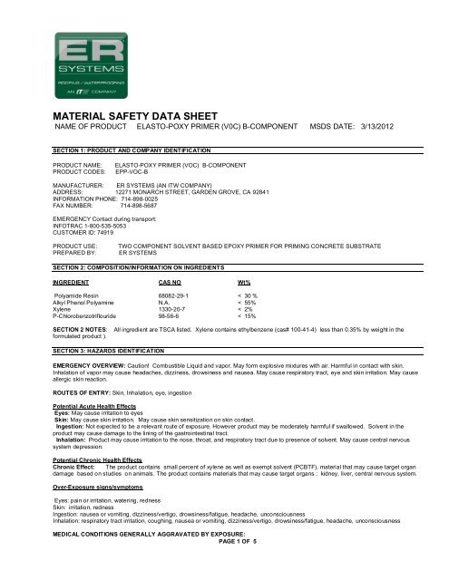 material safety data sheet - Pacific Polymers International, Inc.