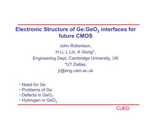 Electronic Structure of Ge:GeO interfaces for future CMOS