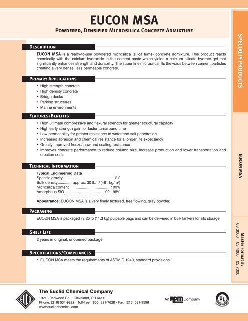 Eucon MSA Technical Data Sheet - Euclid Chemical Co