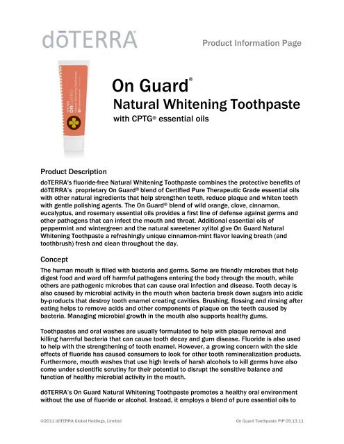 On Guard Toothpaste Product Information Page - dōTERRA ...