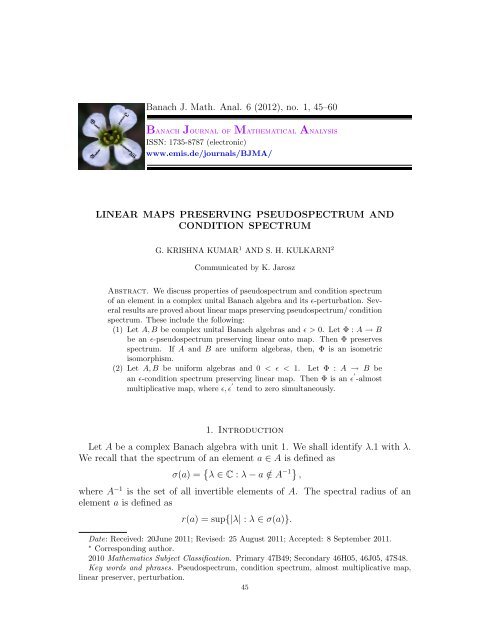 Linear maps preserving pseudospectrum and condition spectrum Linear maps preserving pseudospectrum and condition spectrum