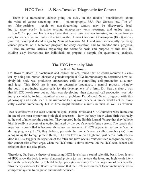 HCG Test — A Non-Invasive Diagnostic for Cancer - Rethinking ...