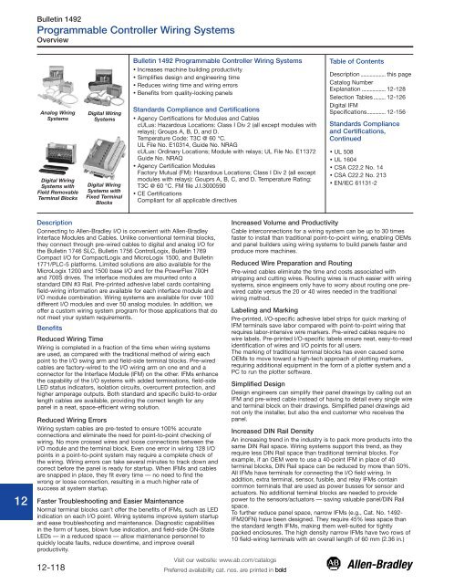 Bulletin 1492 Programmable Controller Wiring Systems