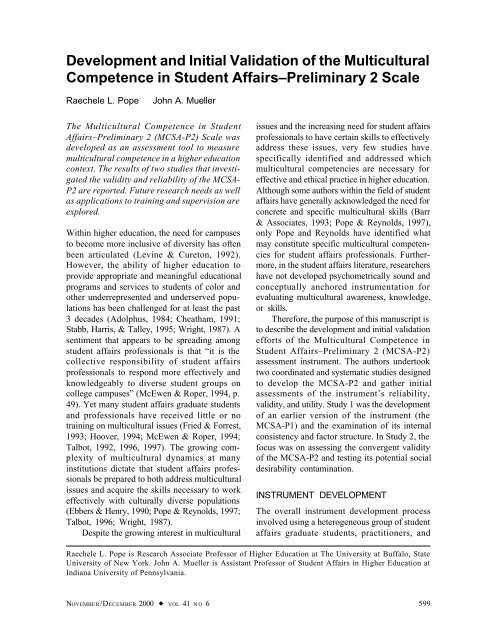 Development and Initial Validation of the Multicultural Competence ...
