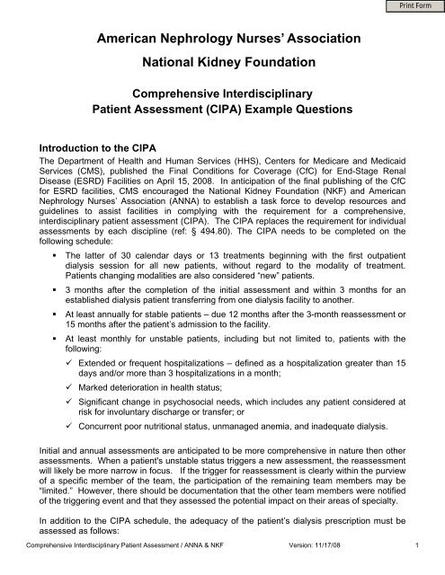 Comprehensive Interdisciplinary Patient Assessment
