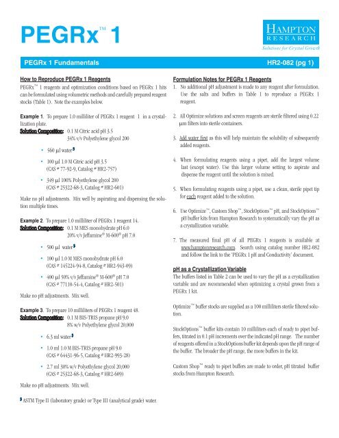 PEGRx 1TM - Hampton Research