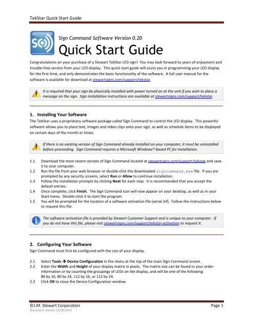 Sign Command v0.20 Quick Start Guide - J.M. Stewart Signs
