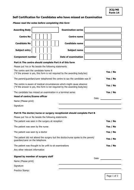 Self Certification Template